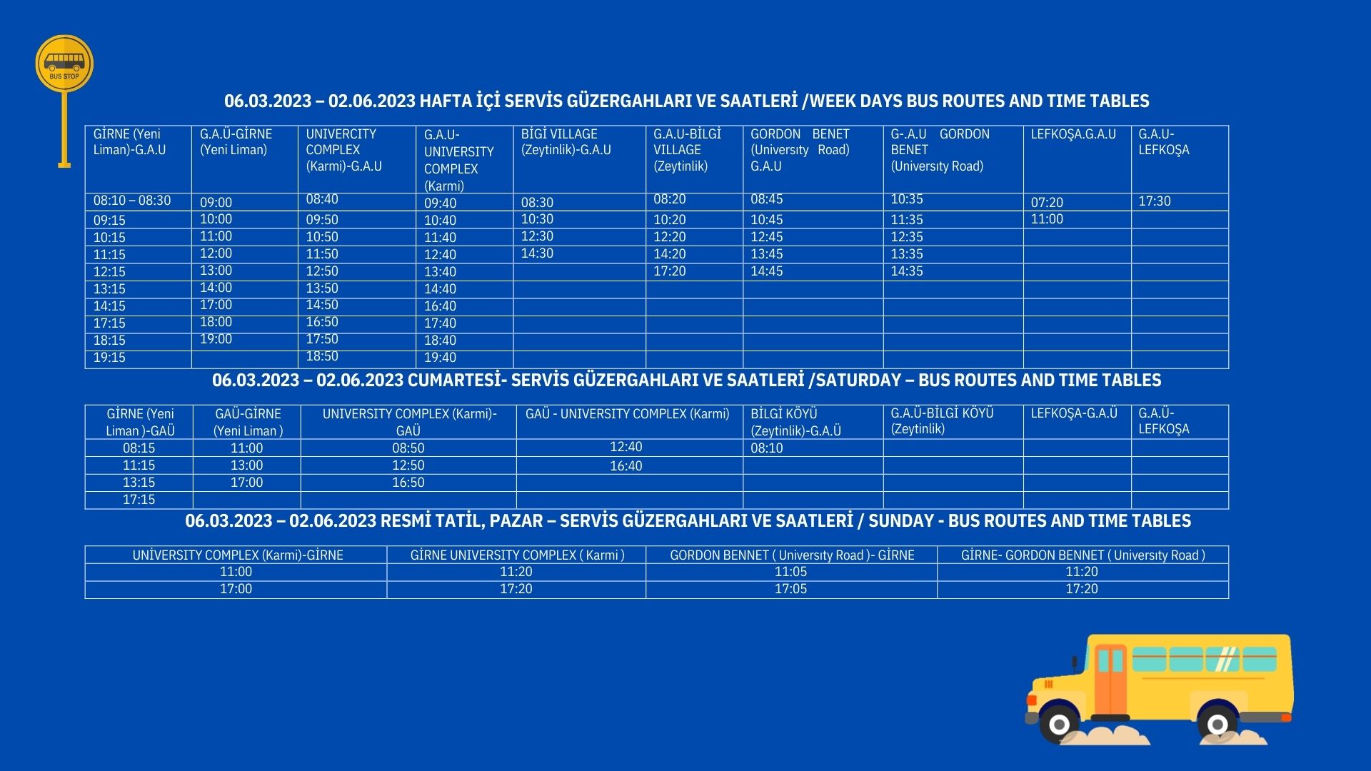 BUS ROUTES AND TIMES